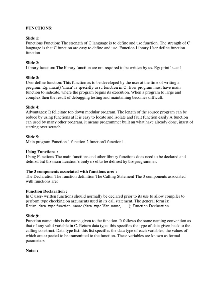 Functions Slide 1 Download Free Pdf Subroutine Parameter