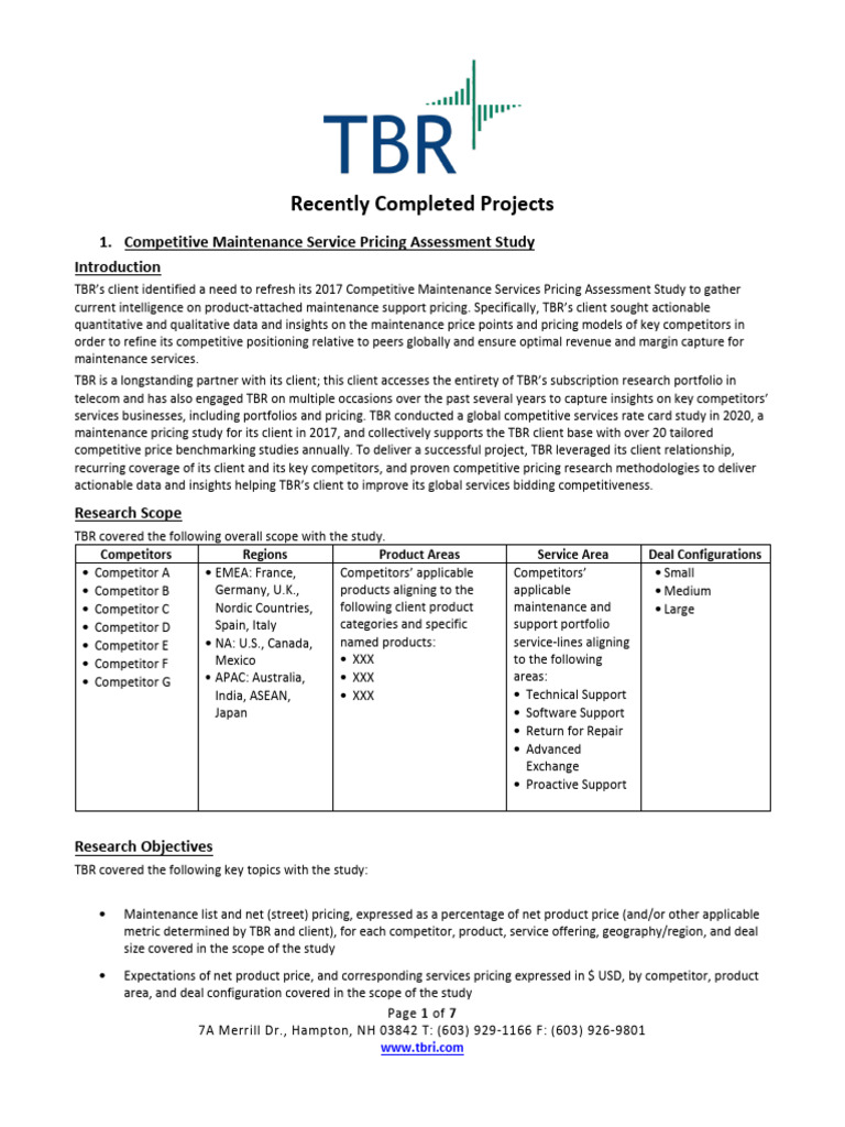 TBR Recently Completed Projects-Team Bios-Certifications | PDF ...