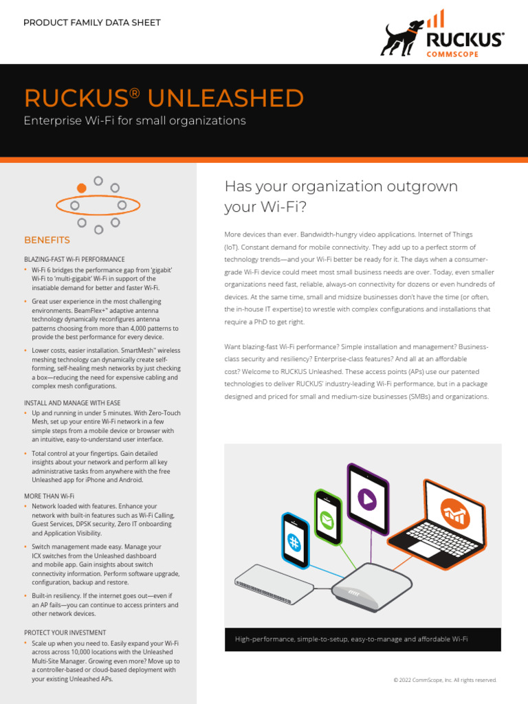 Ruckus Unleashed Portfolio Datasheet | PDF | Wi Fi | Computer Network