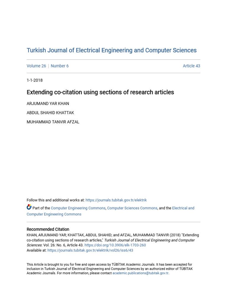 Extending Co Citation Using Sections Of Research Articles Pdf Metadata Citation