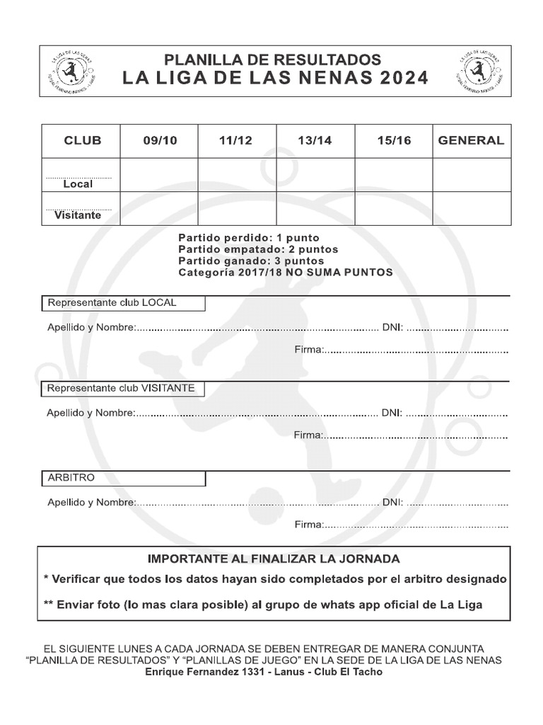 Planilla de Resultados 2024 LDLN | PDF