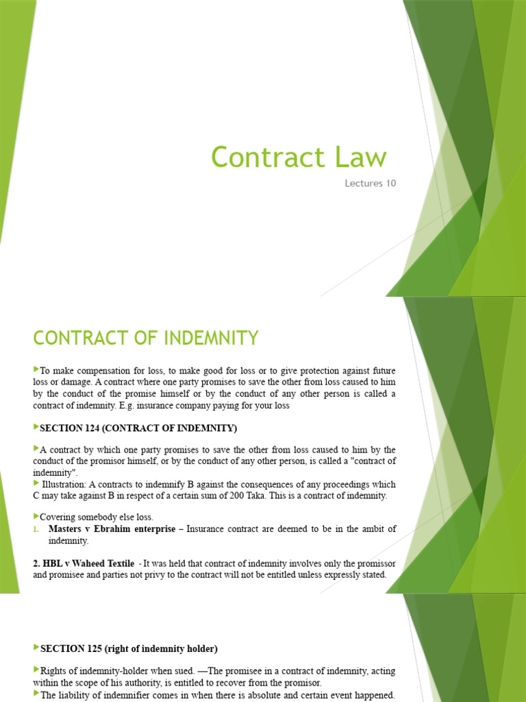 Contract Law 11 Contract Of Indemnity And Guarantee Pdf Guarantee