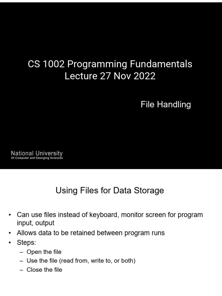 PF-Lecture 27 File Handling | Download Free PDF | Computer File | Input/Output