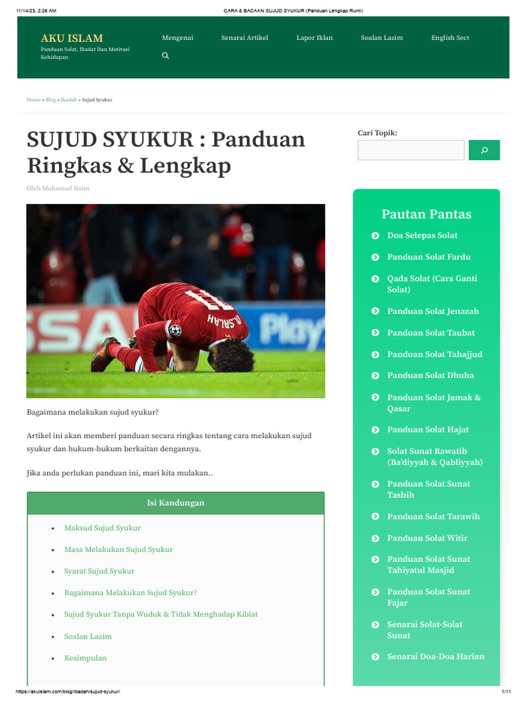 CARA & BACAAN SUJUD SYUKUR (Panduan Lengkap Rumi) | PDF
