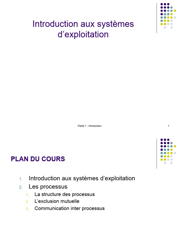 Chapitre 1 - Introduction Aux Systèmes D-Exploitation | PDF | Système d'exploitation | Kernel ...