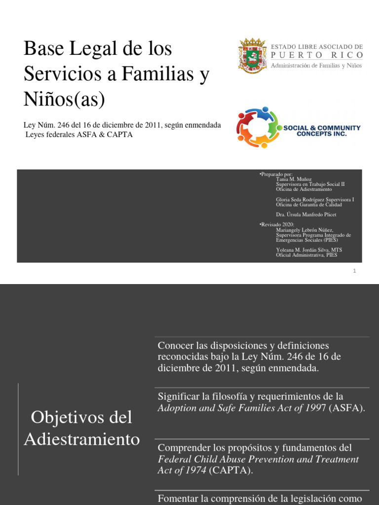 Presentación de Ley 246, ASFA, CAPTA - Rev. 2020 | PDF | Abuso infantil ...