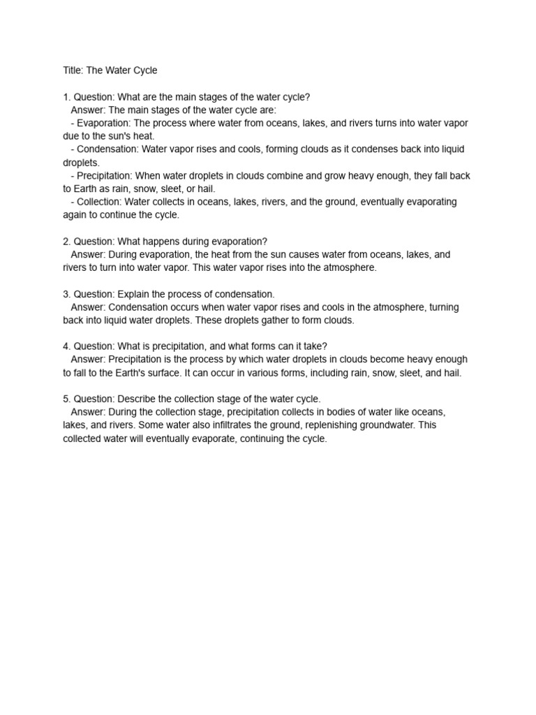 Science Notes (High School) - The Water Cycle | PDF | Social Science