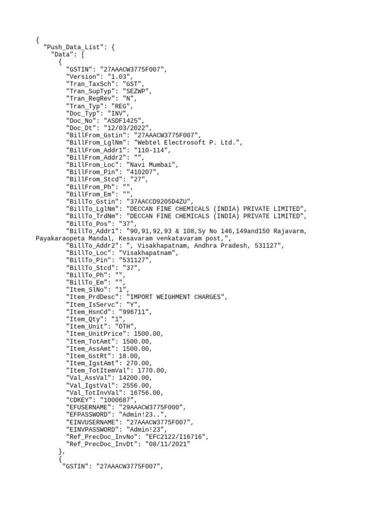 Multiple Line Items - E Inv API's | PDF