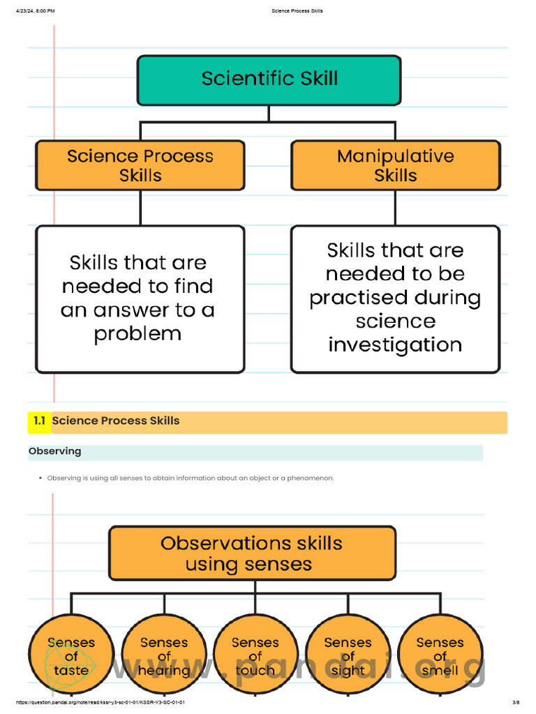 Science Process and Manipulative Skills | PDF | Science | Observation