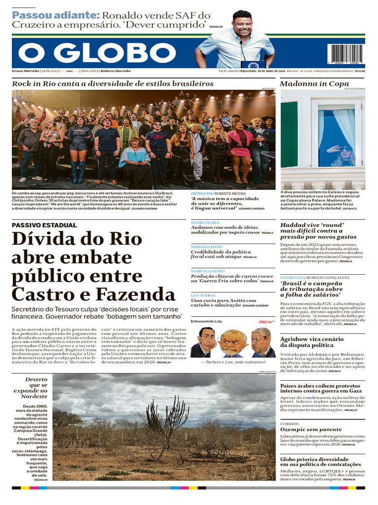 O Globo 300424 | PDF | Luiz Inácio Lula da Silva | Dilma Rousseff