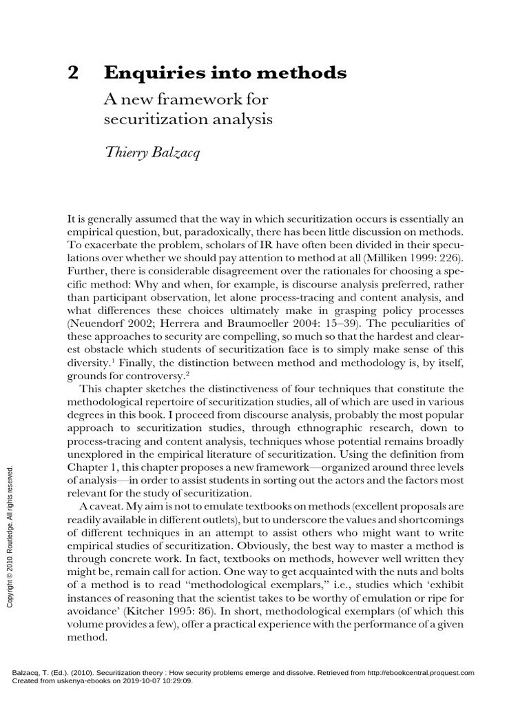 Securitization Theory How Security Problems Emerge... - (2 Enquiries ...