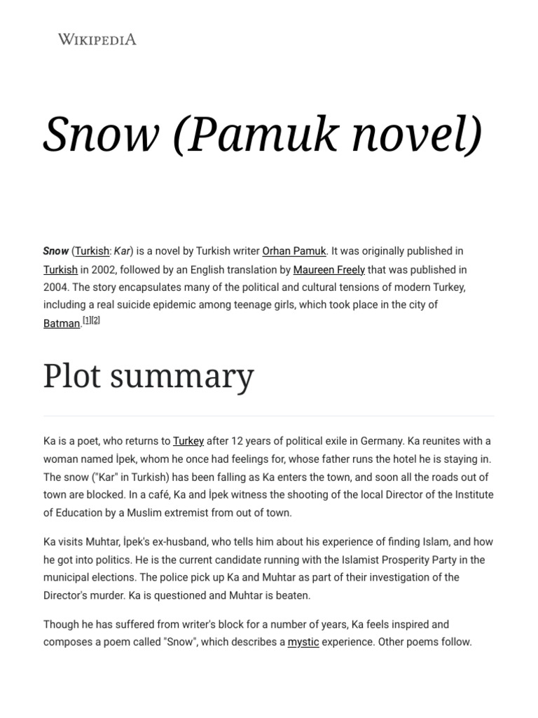 Snow (Pamuk Novel) | PDF