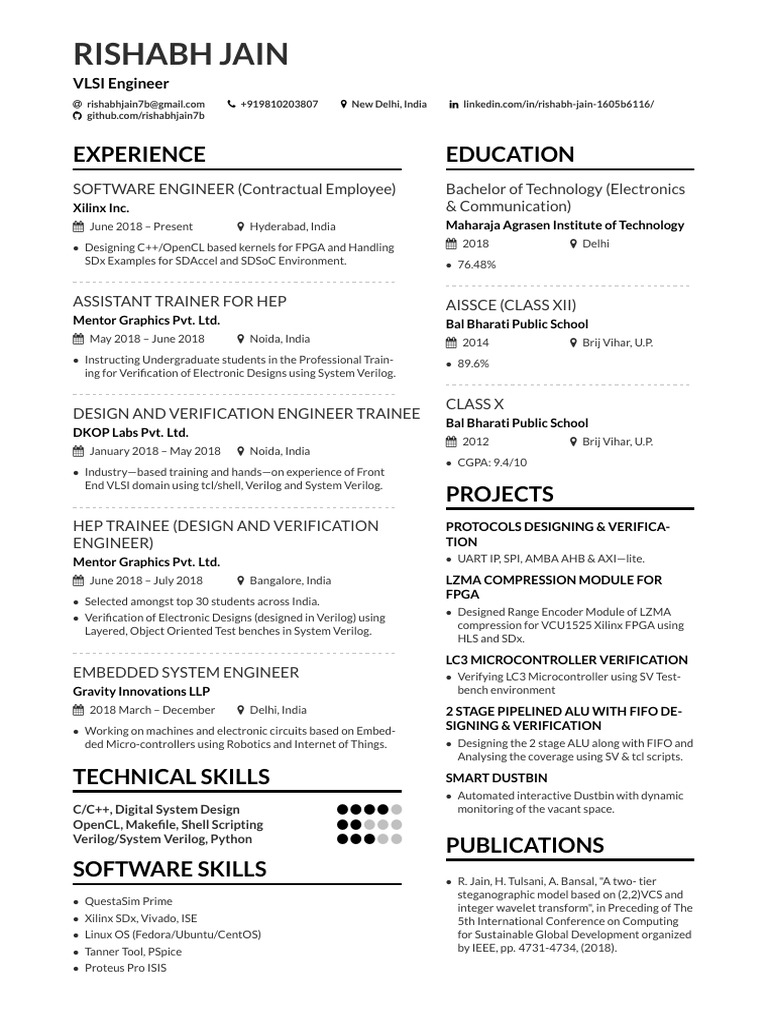 Rishabh Jains CV | Download Free PDF | Field Programmable Gate Array | Software Engineering