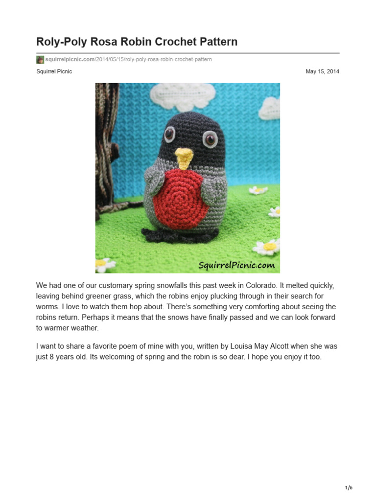 Roly-Poly Rosa Robin CrochetnbspPattern | PDF | Weaving | Handicrafts