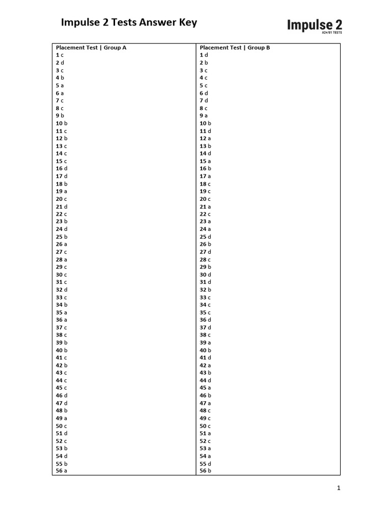 Impulse 2 Tests Answer Key | PDF | Space | Gravity