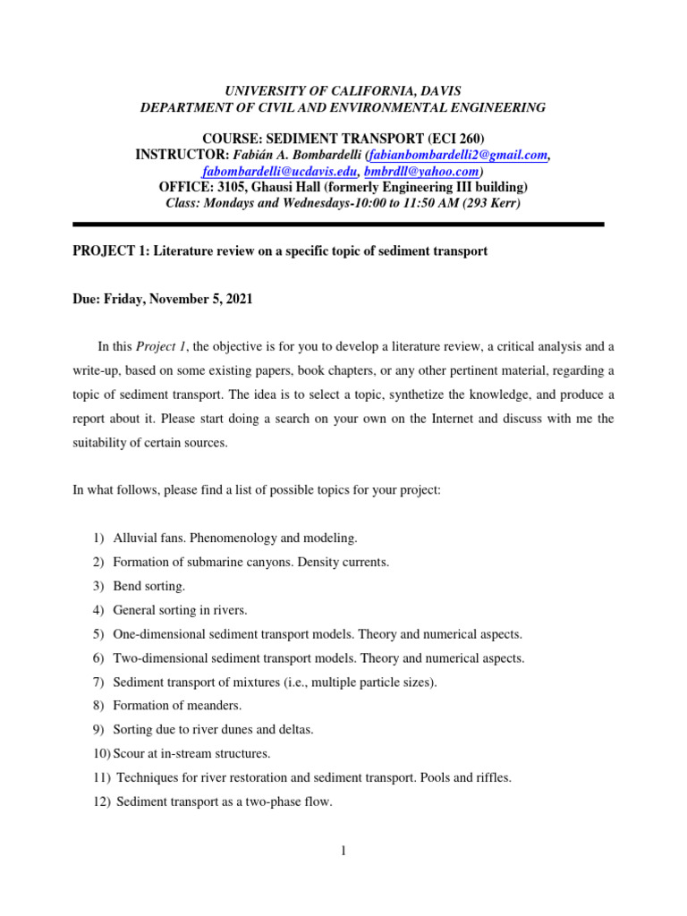 Project 1 2021 V2 | PDF | Sediment | River