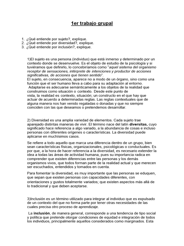 1er TP Grupal | PDF | Inclusión (Educación) | Invalidez