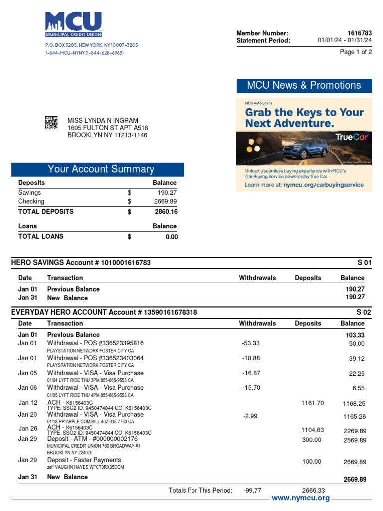 MCU News & Promotions: HERO SAVINGS Account # 1010001616783 S01 | PDF ...
