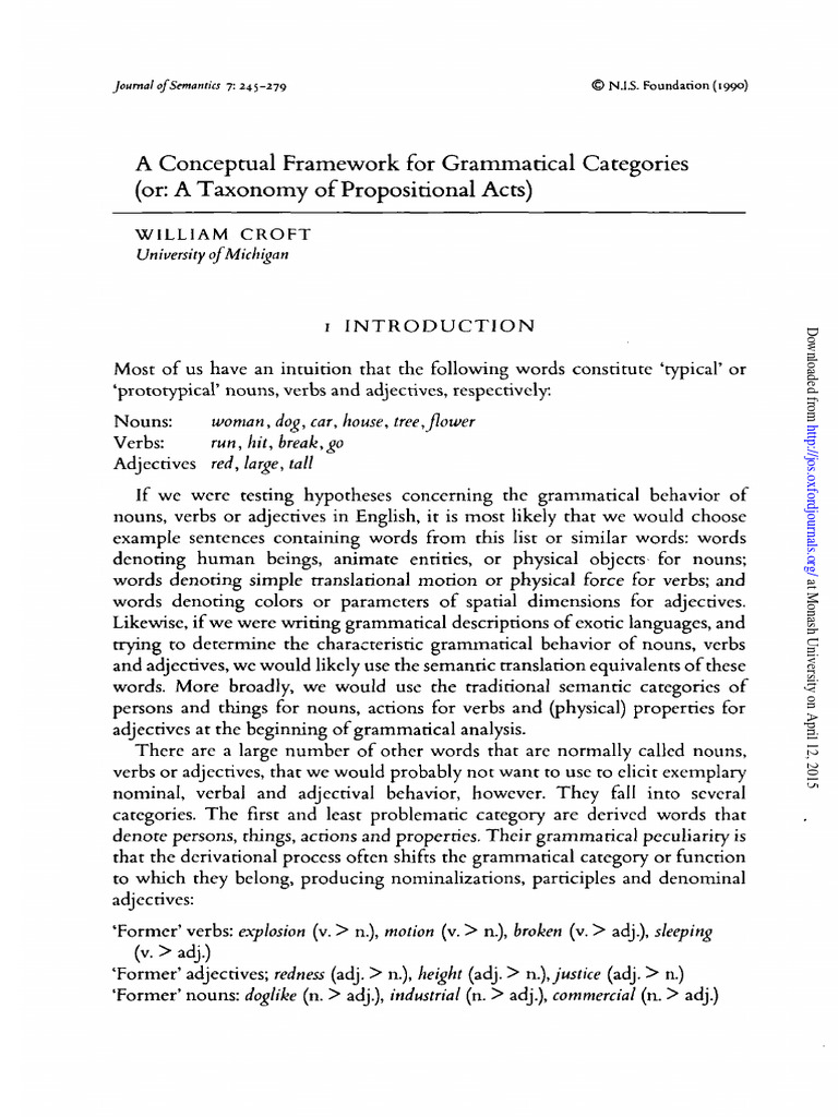 Framework for Grammatical Categories | PDF | Adjective | Word
