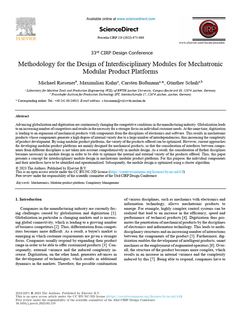 Methodology For The Design of Interdiciplinary Modules For Mechatronic Modular Products ...