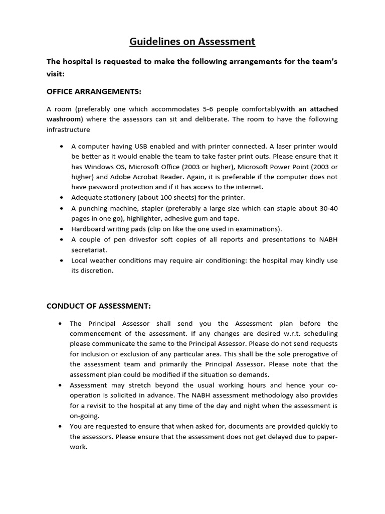 Assessment Guidelines | PDF | Hospital | Printer (Computing)