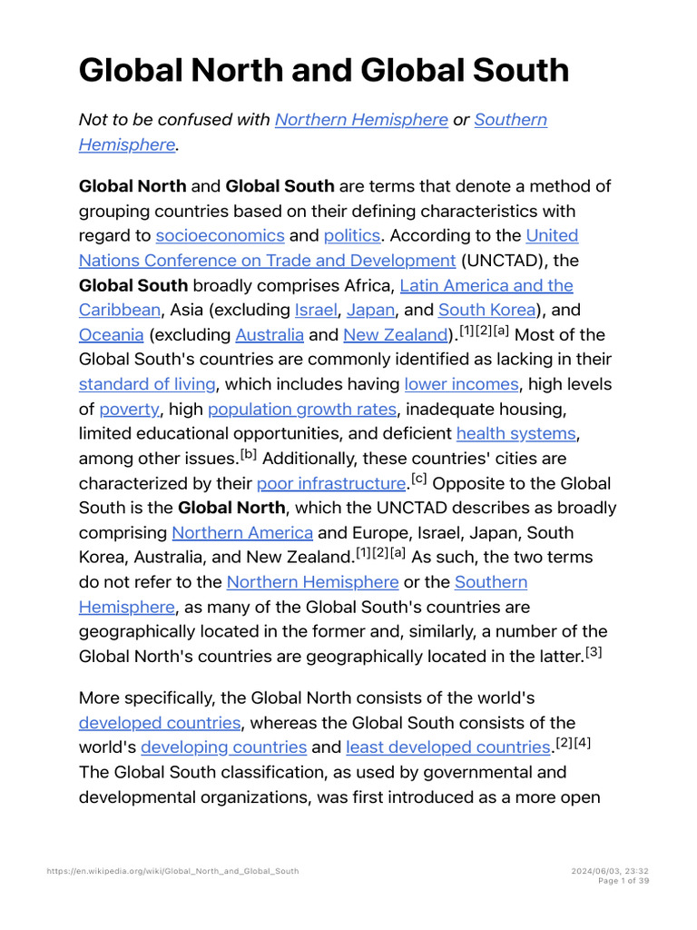 Understanding Global North and South | PDF | Economies | International ...