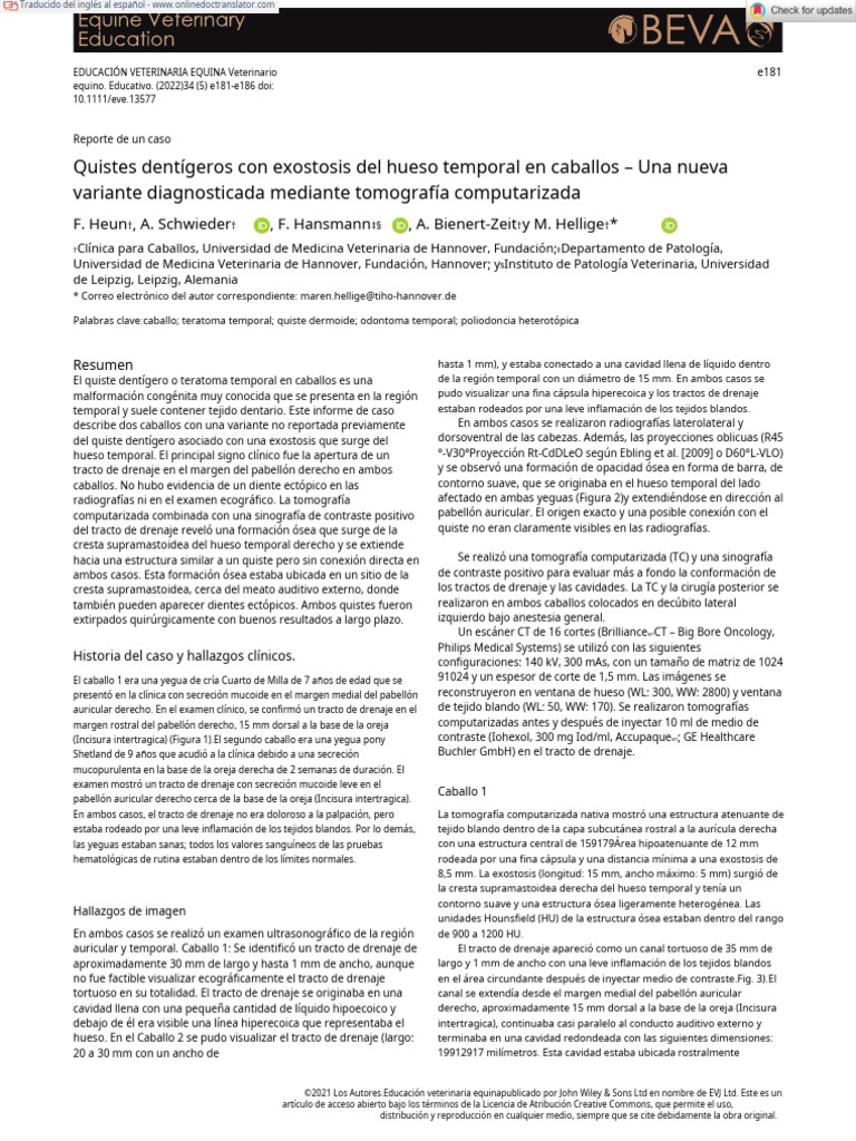 Equine Veterinary Education - 2021 - Heun - Dentigerous Cysts With ...
