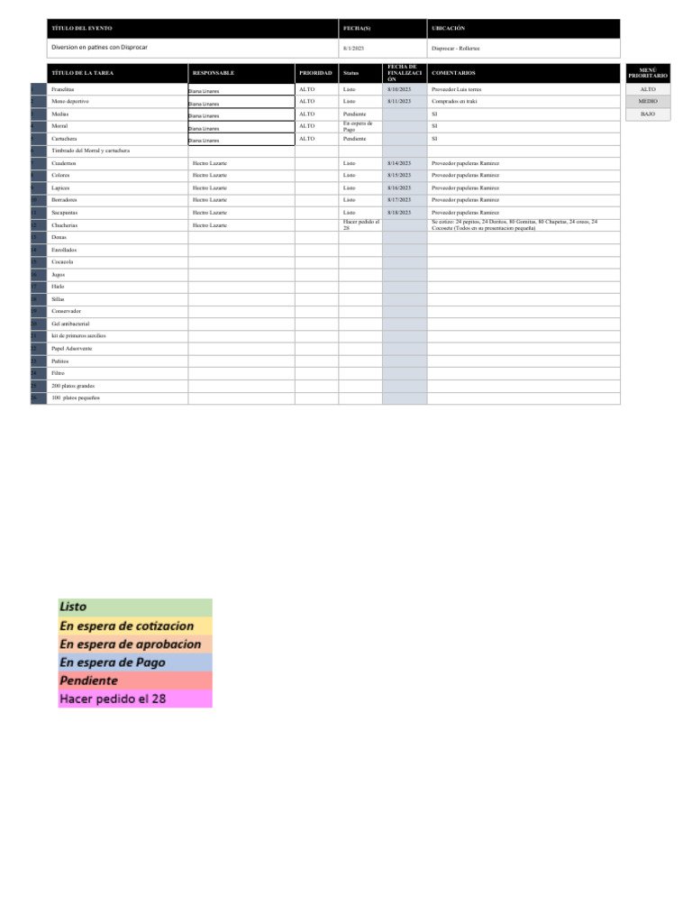 Plantilla - To Do List para Eventos | PDF