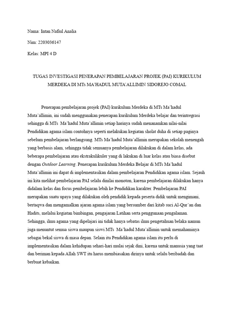 Tugas Metodologi Pembelajaran Mini Riset | PDF