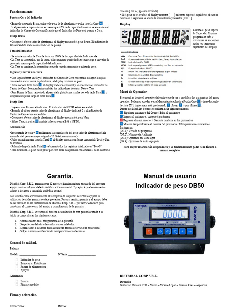 Manual de Usuario DB50 en Español | PDF