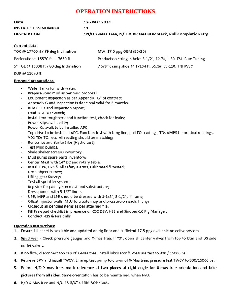 BOP Stack Operation Instructions | PDF | Chemical Engineering | Mechanical Engineering