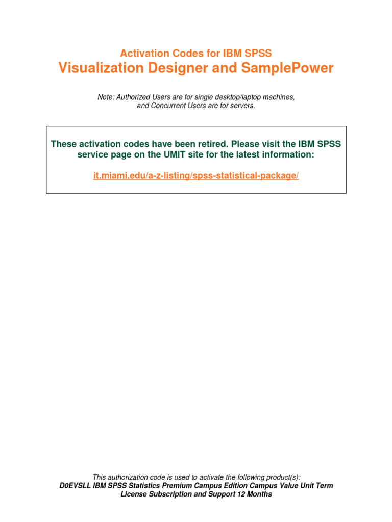 Spss Activation Codes for Designer and Samplepower 2020 | PDF