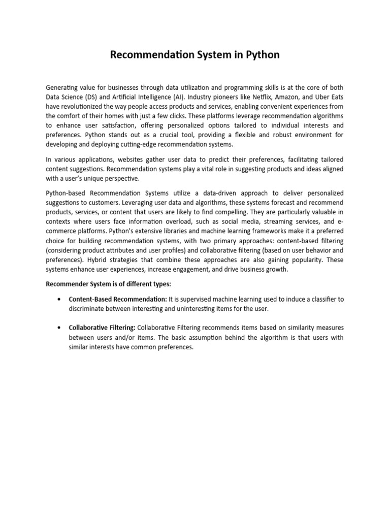 Recommendation System in Python (1) | PDF | Computing | Information Science