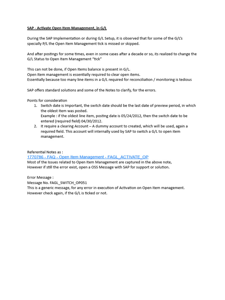 Sap Open Item Management Tick Pdf