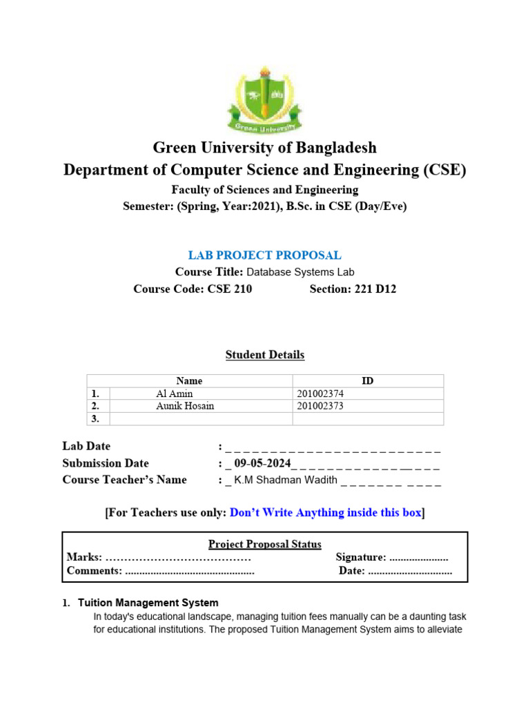 Project Proposal (Tuition Management Systm) | PDF | Usability | Automation