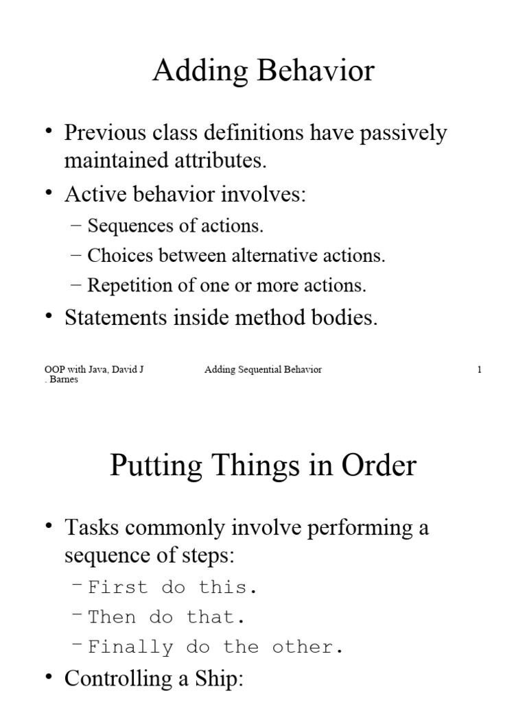 Adding Sequential Behavior in Java OOP | PDF | Data Type | Computing