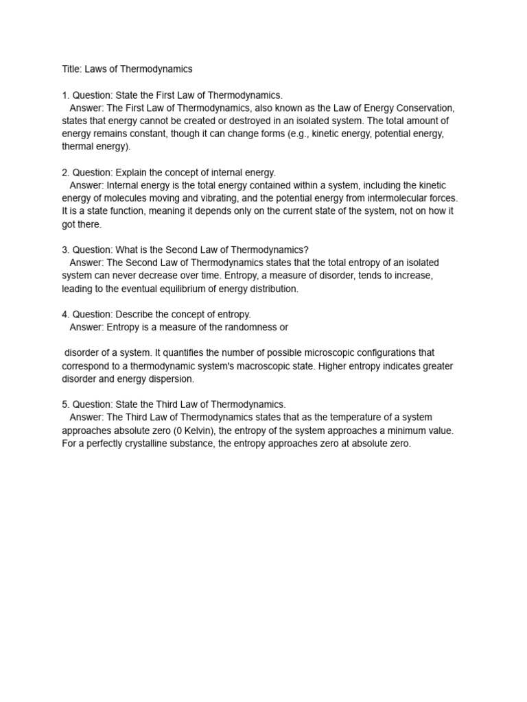 Physics Homework (College) - Laws of Thermodynamics | PDF | Science ...