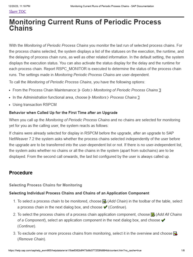 Monitoring Current Runs of Periodic Process Chains - SAP Documentation | PDF | Outlier | Statistics