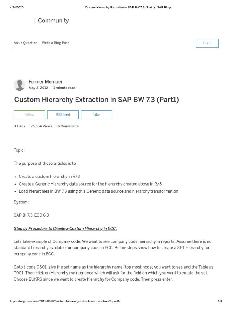 Custom Hierarchy Extraction in SAP BW 7.3 (Part1) - SAP Blogs | PDF ...