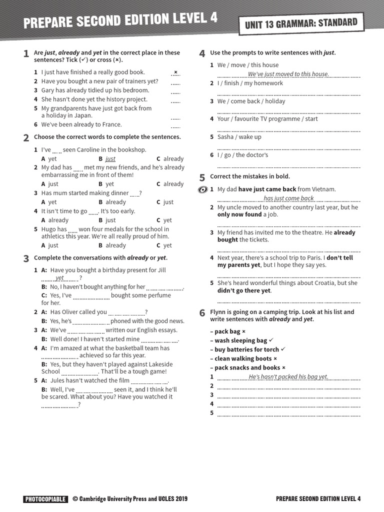 PREPARE 4 Grammar Standard Unit 13 | PDF