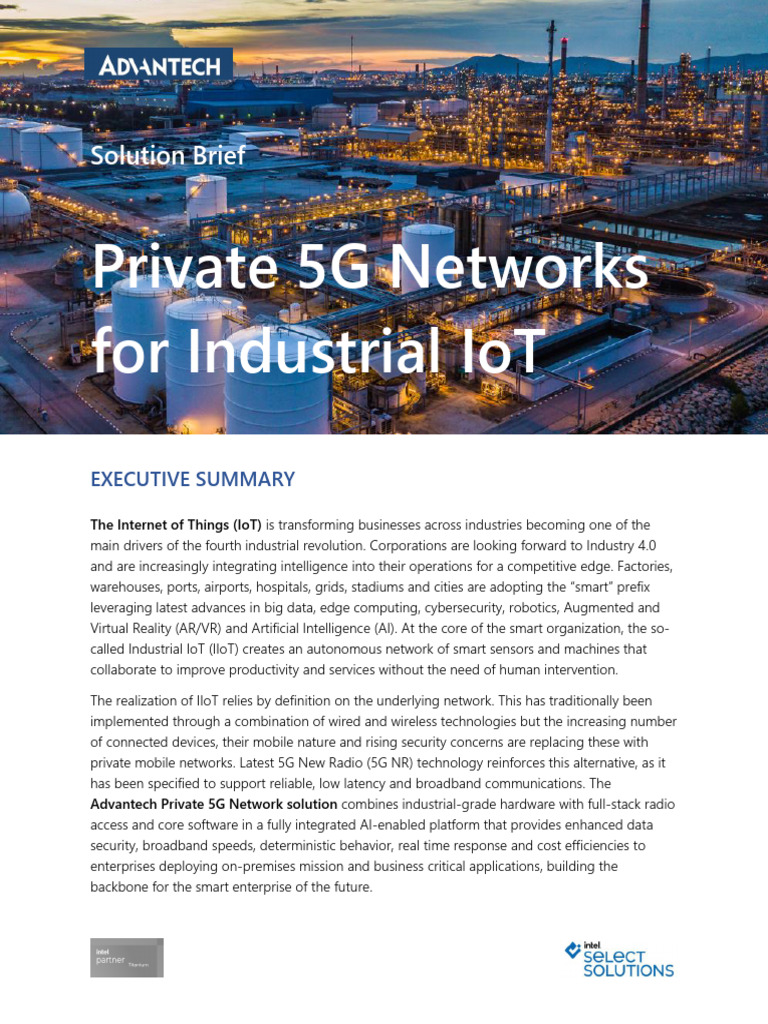 Advantech-Private-5G-Networks-for-Industrial-IoT | PDF | Internet Of Things | Computer Network