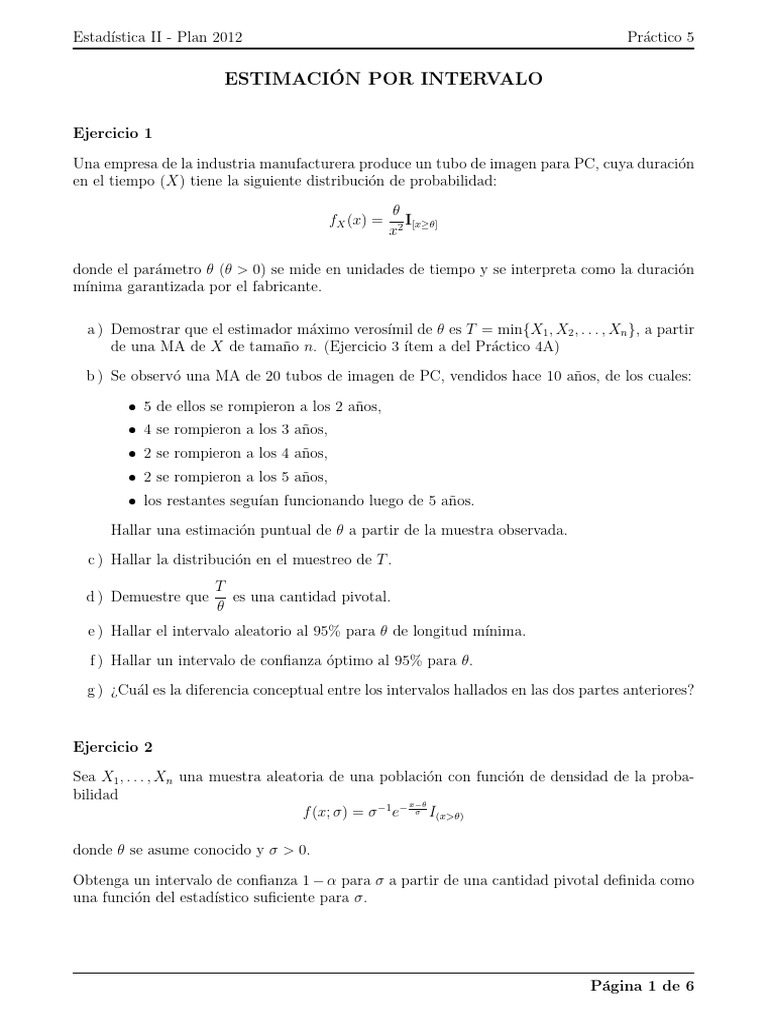 Practico5 2023 | PDF | Intervalo de confianza | Estimador