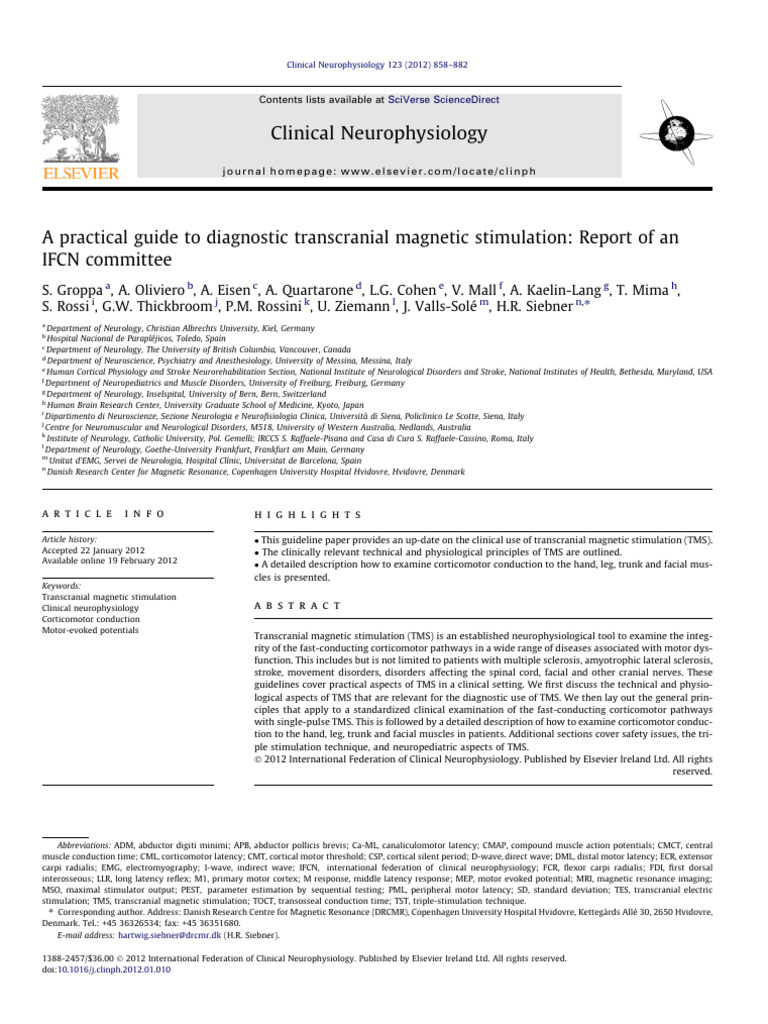Diagnostic TMS Clinical Guidelines | PDF | Motor Neuron | Neuron