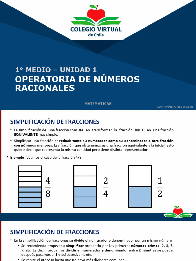 05 u1 1m Matemática Teórico Operatoria de Números Racionales ...