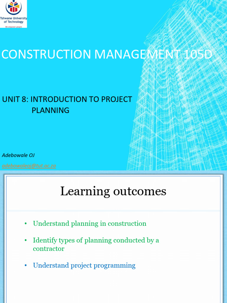 Unit 8 - Introduction to Project Planning-2 | PDF | General Contractor ...