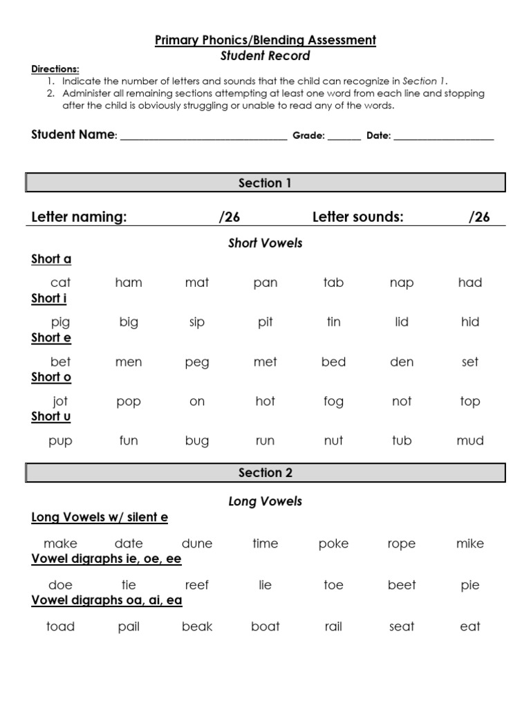 Phonics Assessment Revised | PDF | Phonics | Linguistics