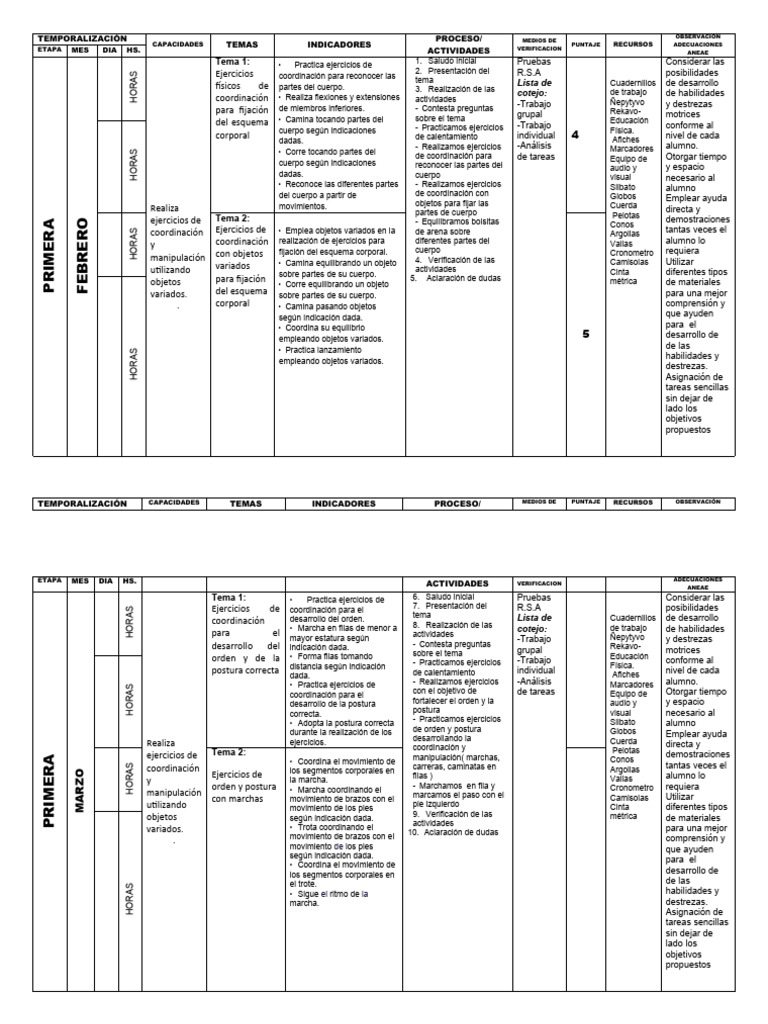 Plan Anual Segundo Grado | PDF | Pelota