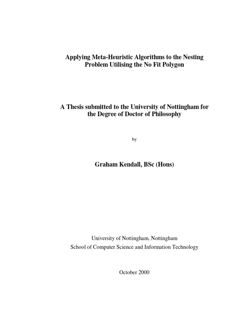 Applying Meta-Heuristic Algorithms To The Nesting Problem Utilising The No Fit Polygon | PDF ...
