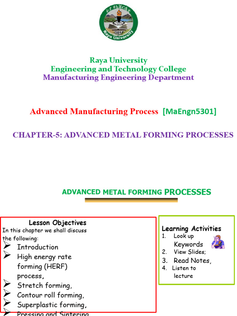 Advanced Manufacturing Process CH-5 | PDF | Sheet Metal | Capacitor