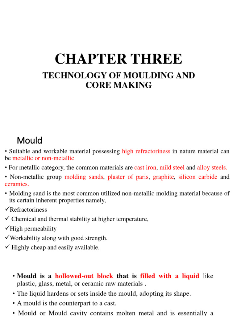 Chapter Three: Technology of Moulding and Core Making | PDF | Building ...